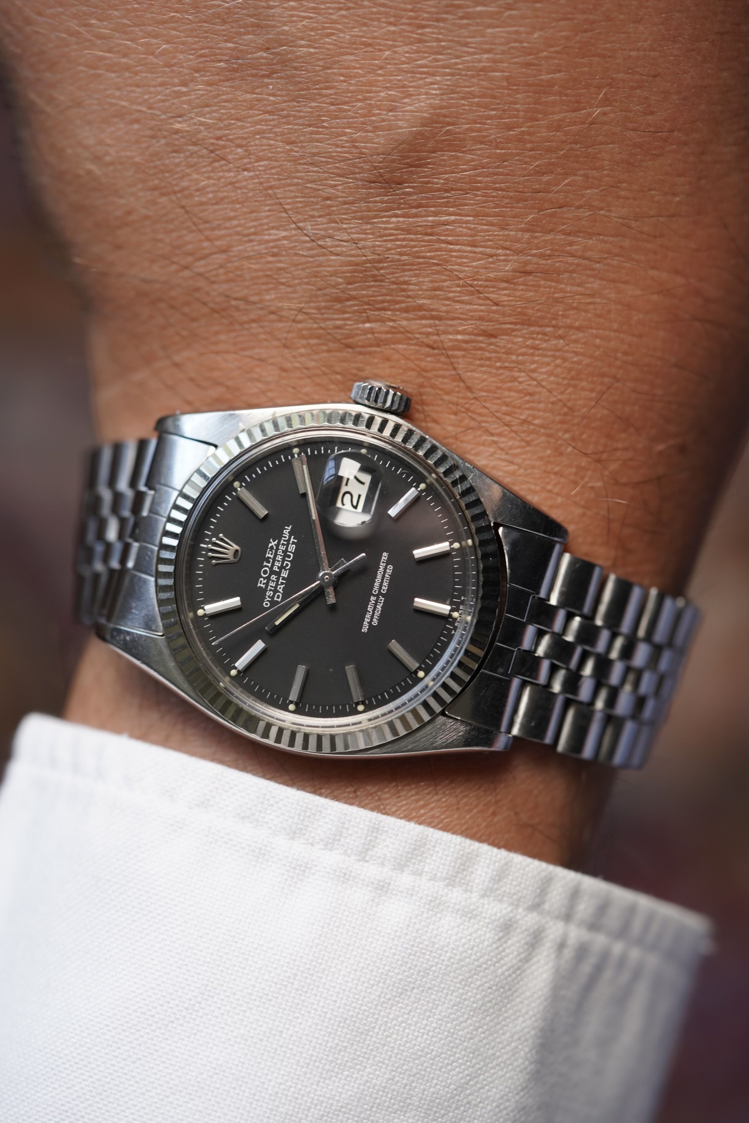 Rolex Black Dial Datejust Reference 1601 Unpolished — Wind Vintage