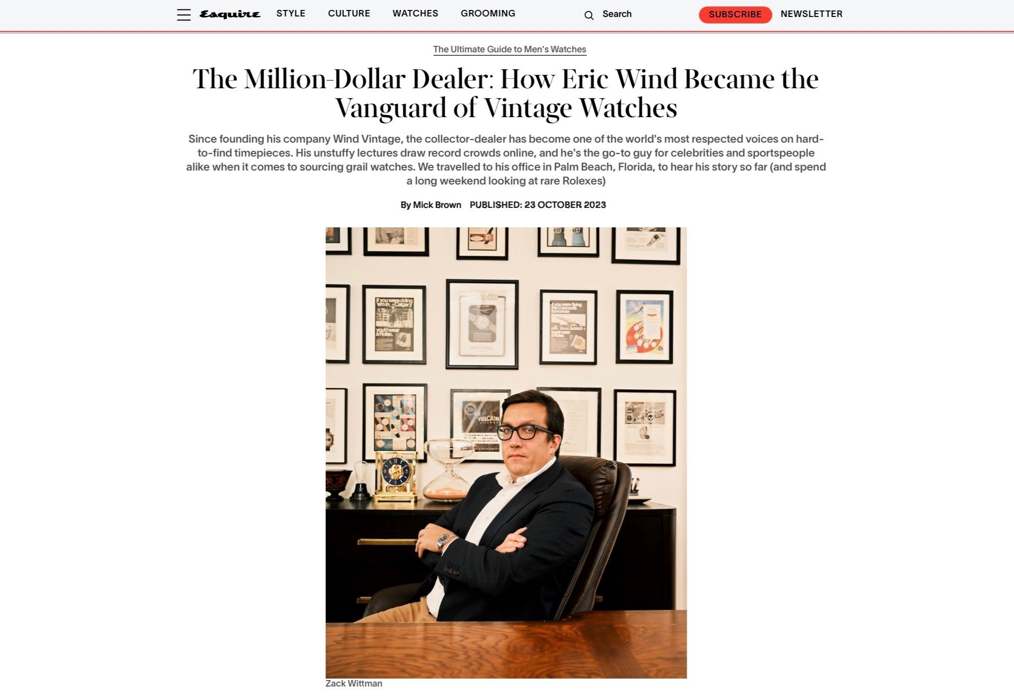 Esquire: The Million-Dollar Dealer. How Eric Wind Became the Vanguard ...
