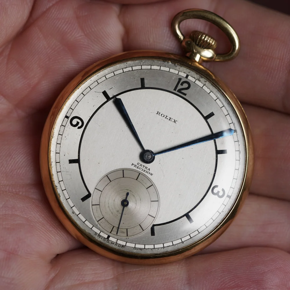 Rolex Sector Dial Pocket Watch in 18K Yellow Gold w/ Box Unpolished ...