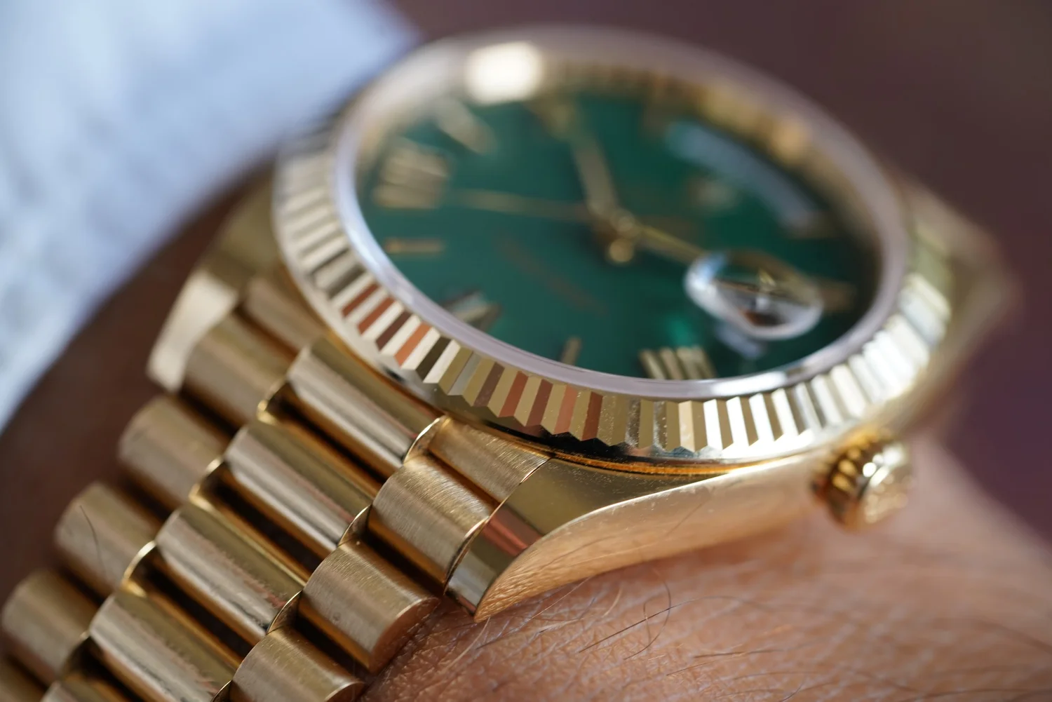 Rolex Day-Date Green Roman Numeral Reference 228238 Full Set As New ...