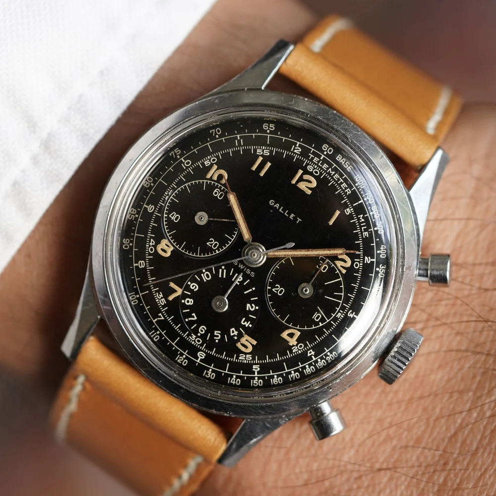 Gallet MultiChron 12 Gilt Luminous Dial Unpolished — Wind Vintage