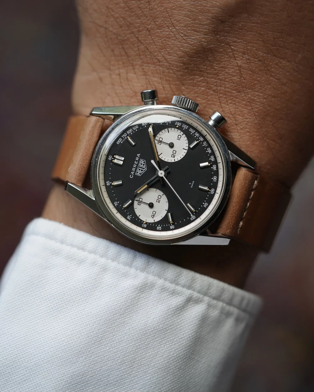 Heuer Carrera Inverse Panda Reference 7753 NST — Wind Vintage