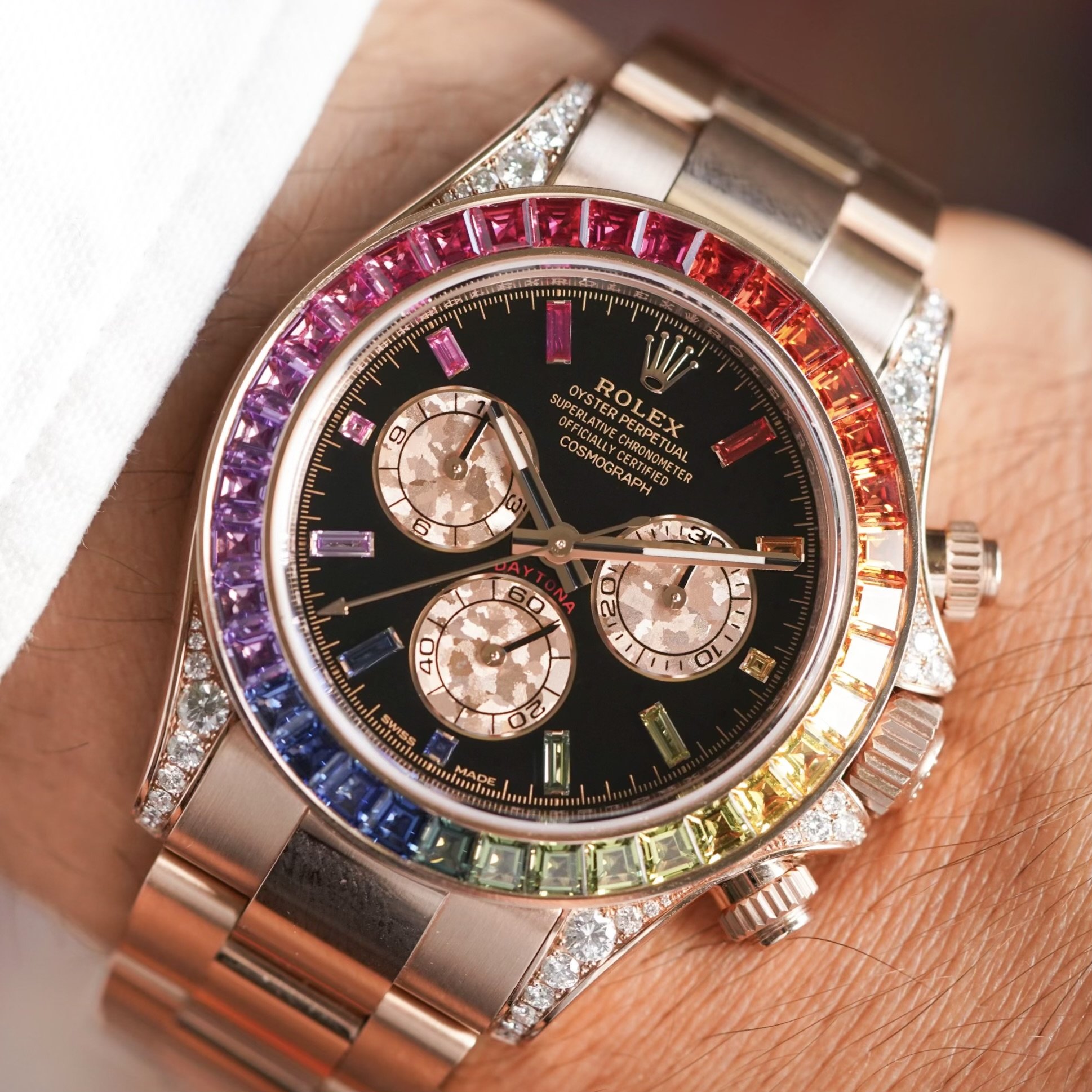 Rolex Rainbow Daytona Reference 116595RBOW In Everose Full Set Like New ... Rolex Rainbow Daytona Reference 116595RBOW In Everose Full Set Like New ...