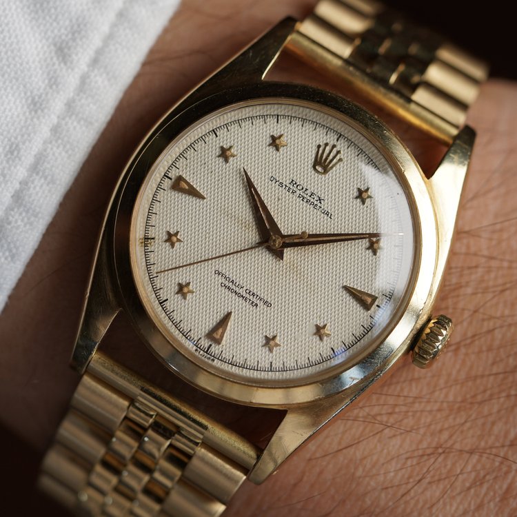 Rolex Stelline Star Dial Galaxy Reference 6098 in 18K Yellow Gold on ...