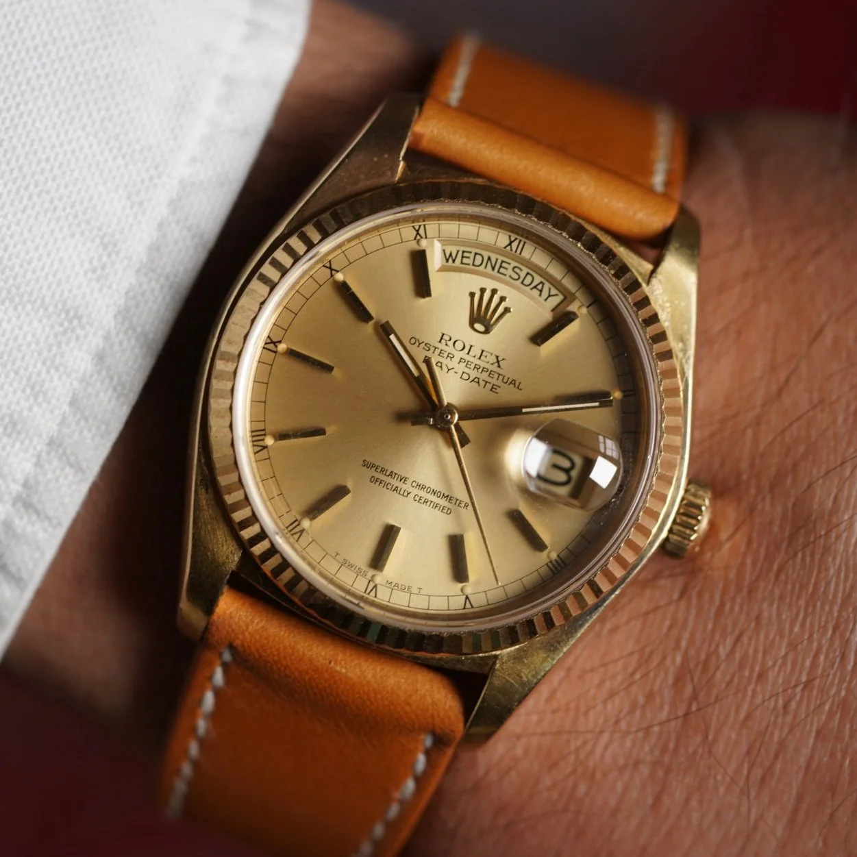 Rolex Day-Date Reference 18038 in 18K Yellow Gold Unpolished — Wind Vintage