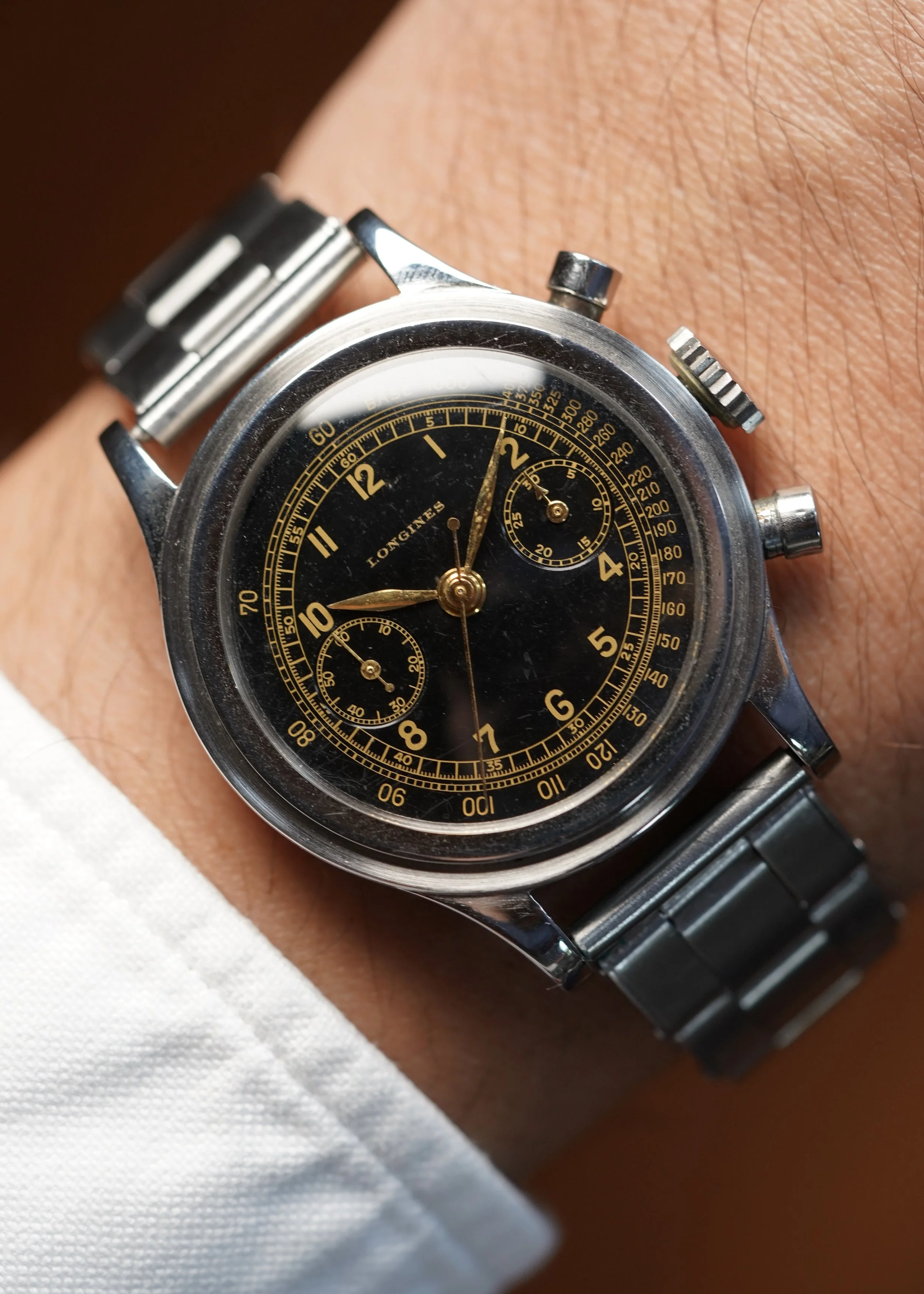 Longines 13ZN Chronograph Reference 4974 w/ Gilt Dial Unpolished w ...