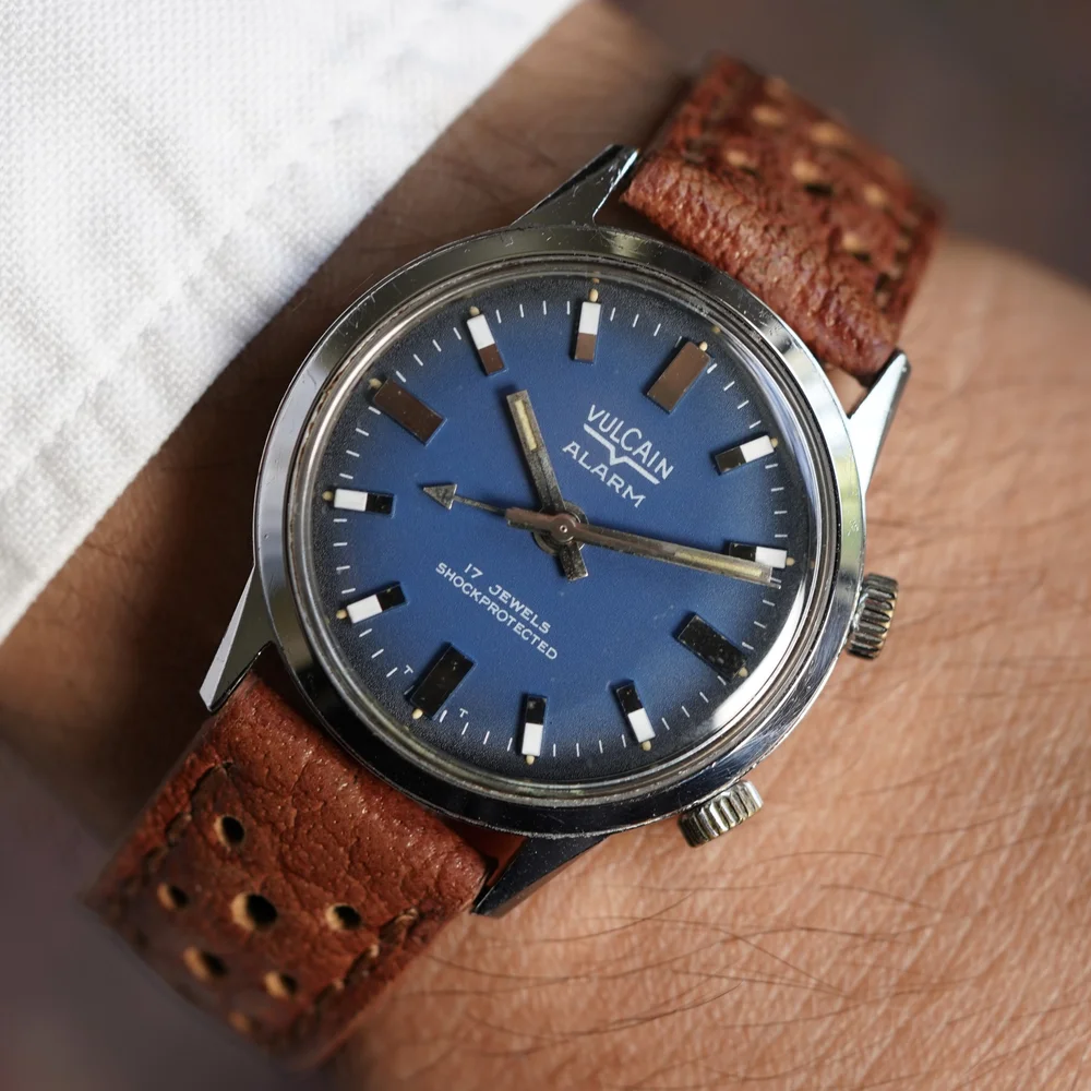 Vulcain Alarm Blue Dial Unpolished — Wind Vintage