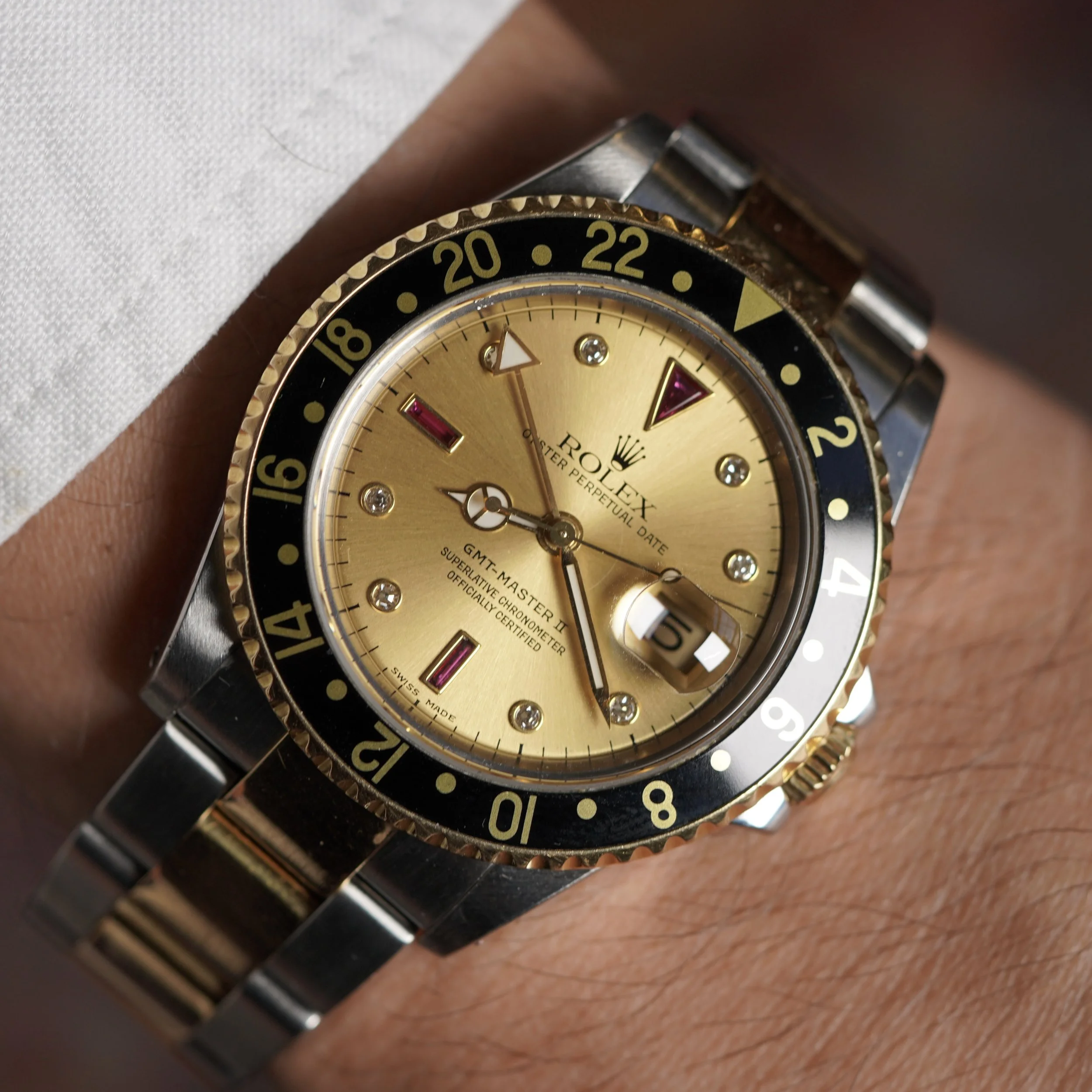 Rolex GMT-Master II Reference 16713 Serti Dial w/ Diamonds and Rubies w ...