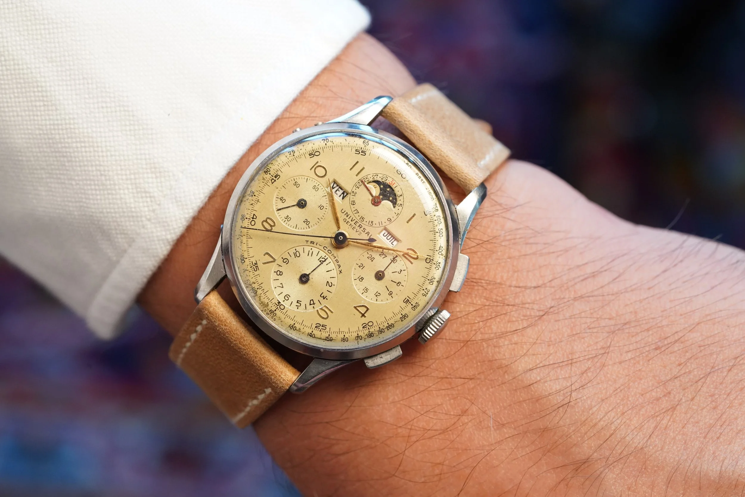 Universal Genève Tri-Compax Reference 22539 Non-Luminous Unpolished ...