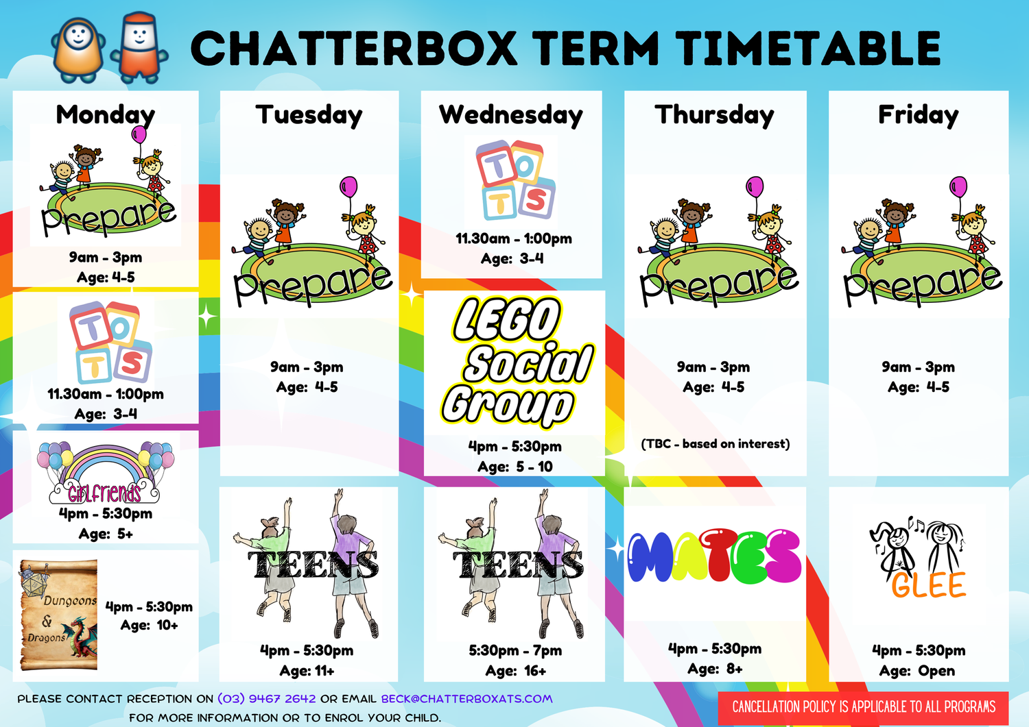 Program Timetable — ChatterBox Australia Therapy Services