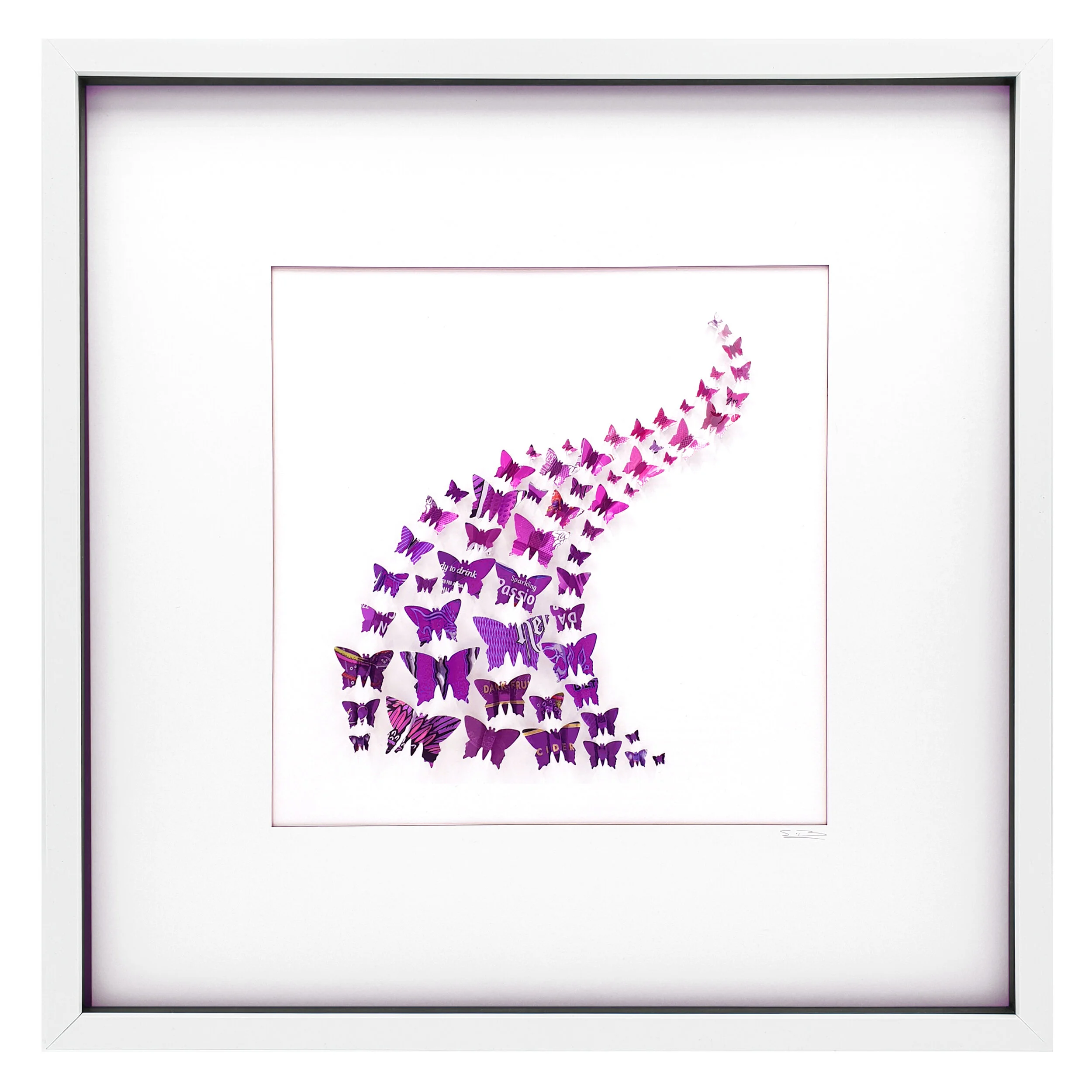 Purple/Pink Swoosh upcycled can sustainable framed home decoration ...