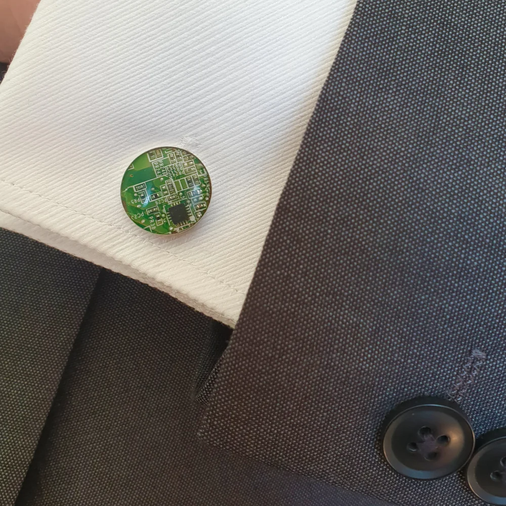 Circuit Board Cufflinks — Sarah Turner Eco Art & Design