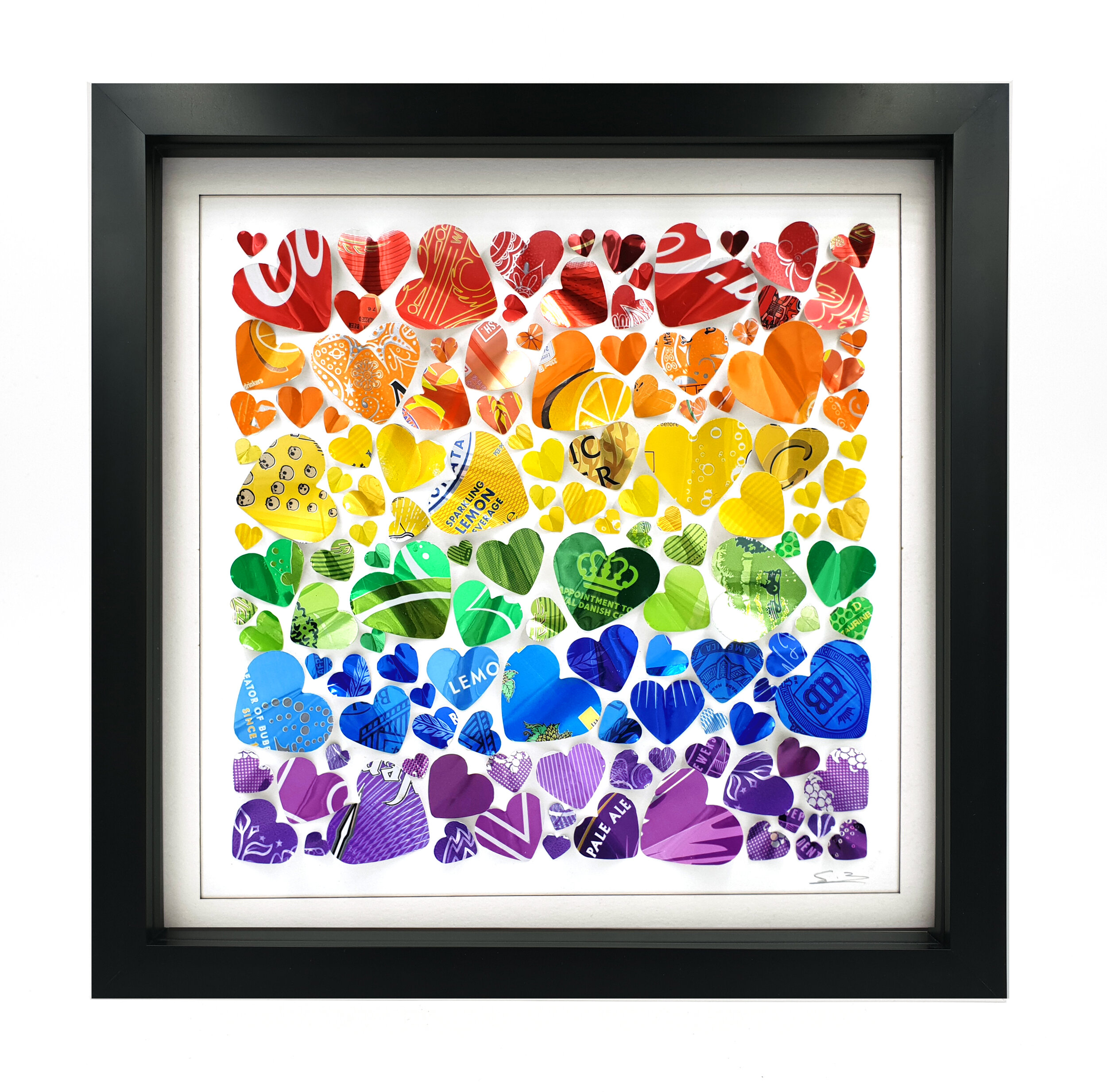 Rainbow Love Recycled Framed Artwork — Sarah Turner Eco Art & Design