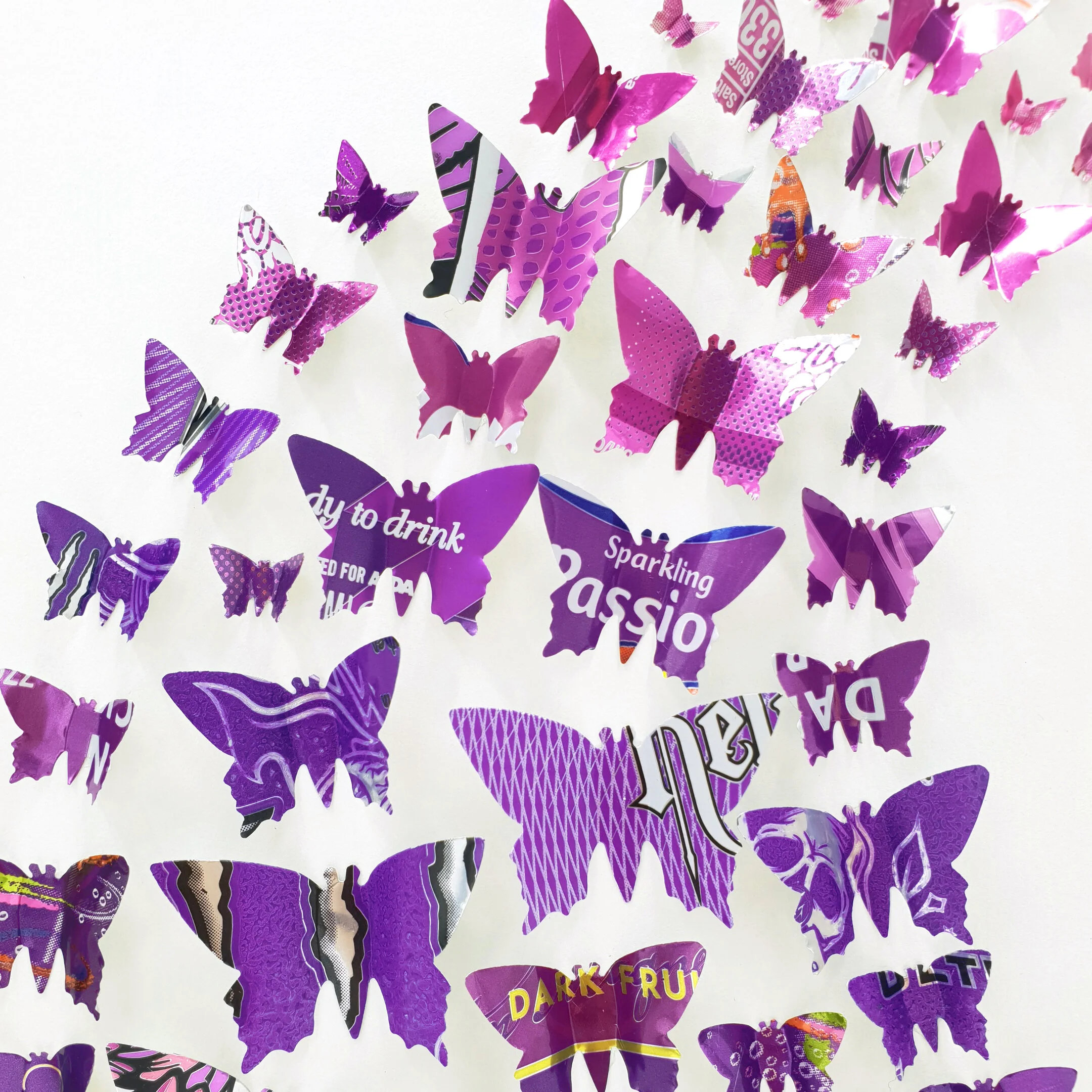 Purple/Pink Swoosh upcycled can sustainable framed home decoration ...