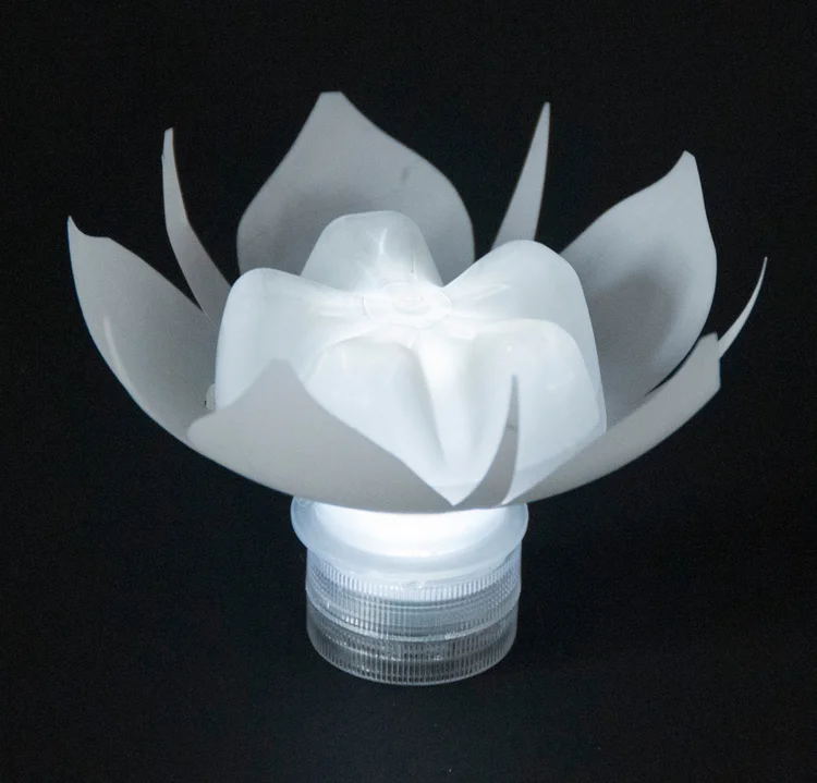LED upcycled plastic bottle flower — Sarah Turner Eco Art & Design