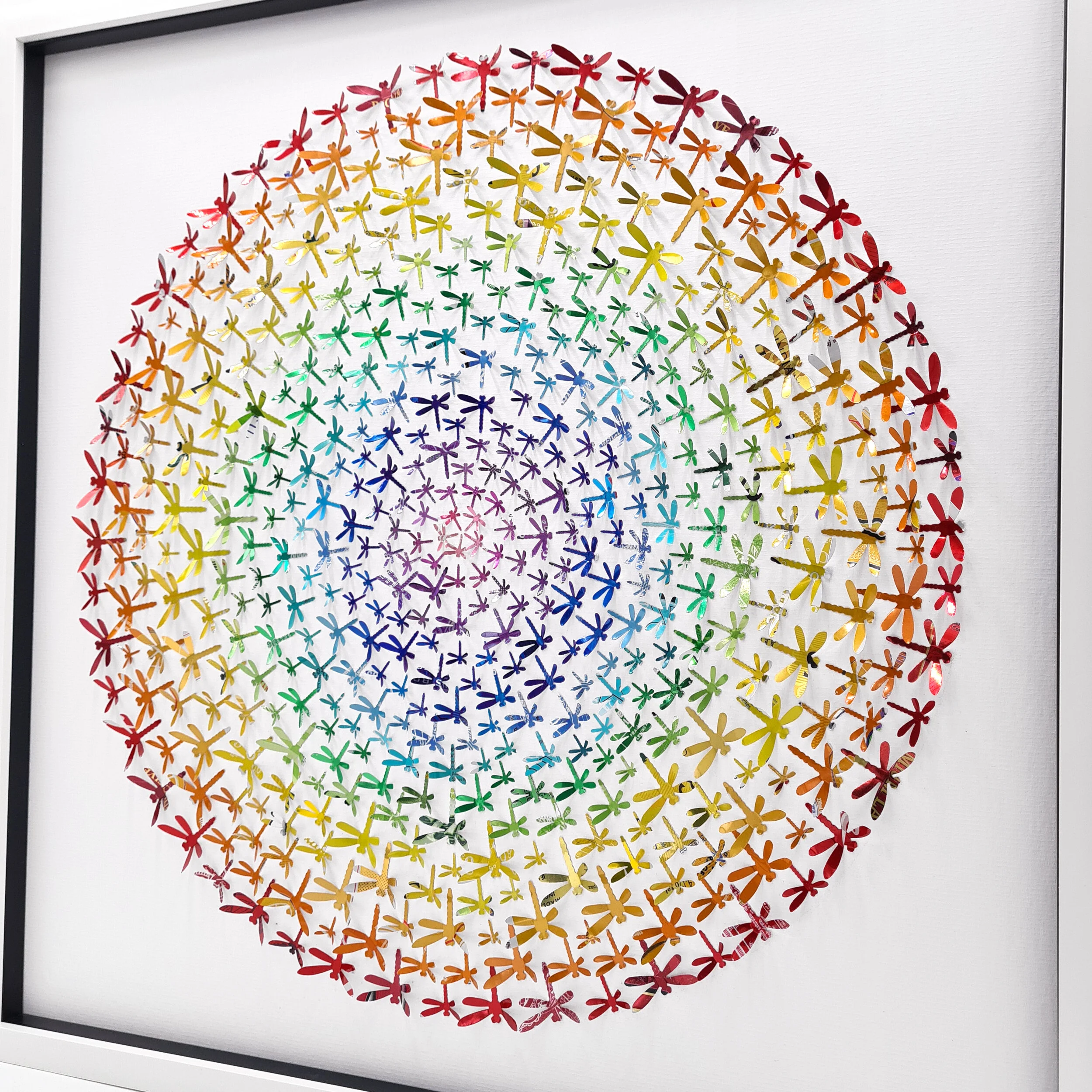 Rainbow Dragonflies Circle, Upcycled Handmade Artwork — Sarah Turner ...