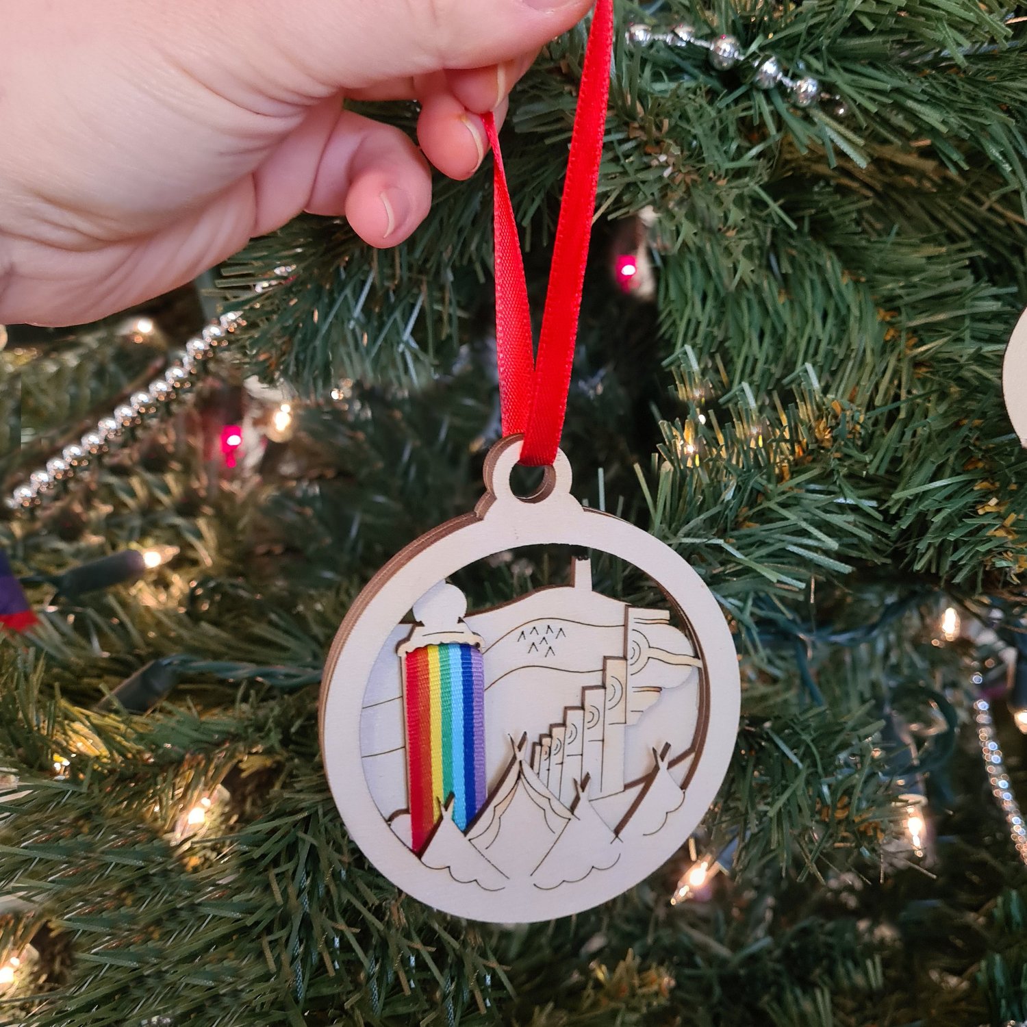 Glastonbury Festival Ribbon Tower Christmas Bauble — Sarah Turner Eco ...