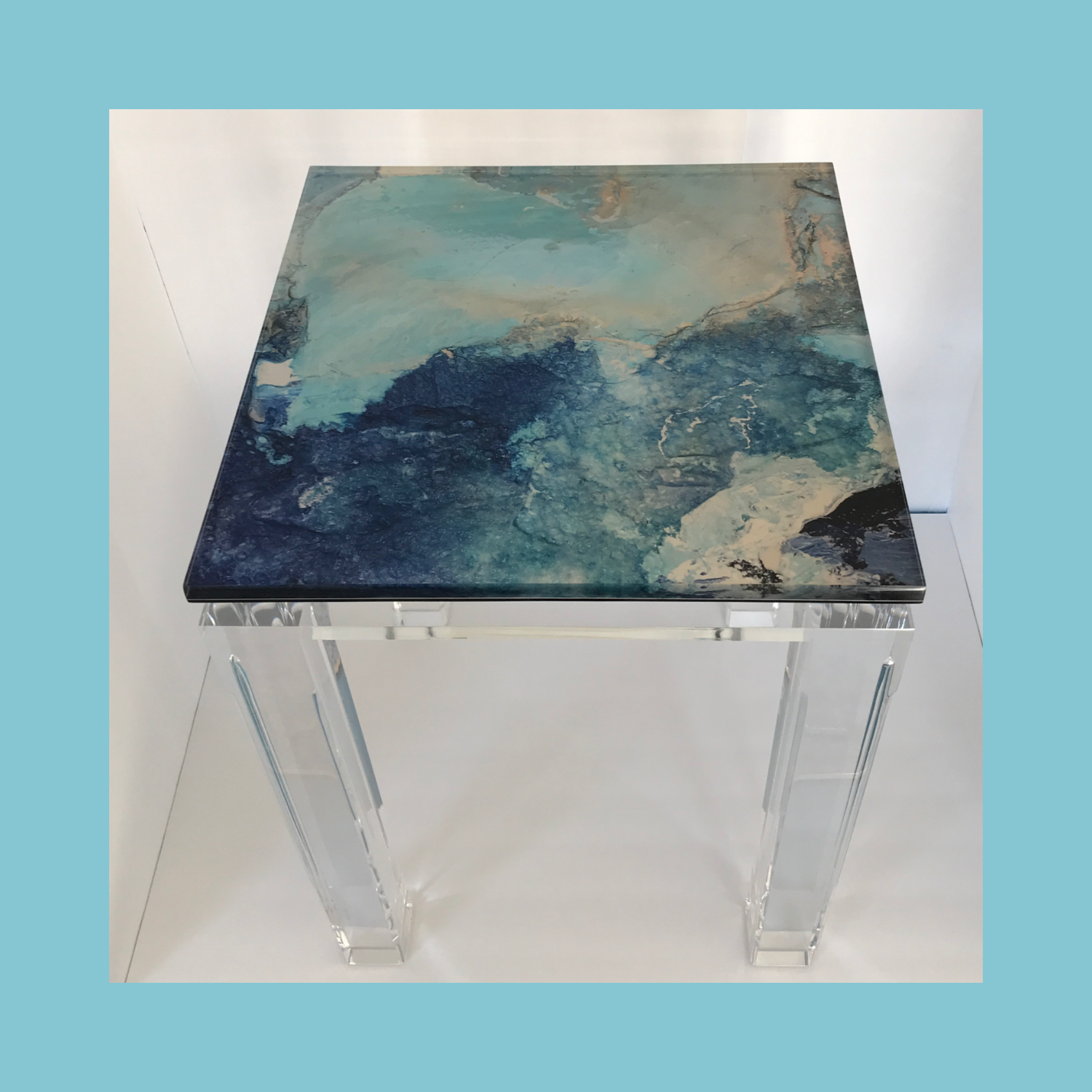 Acrylic Martini Table featuring Waterfall Art — Carol Ashton Interiors