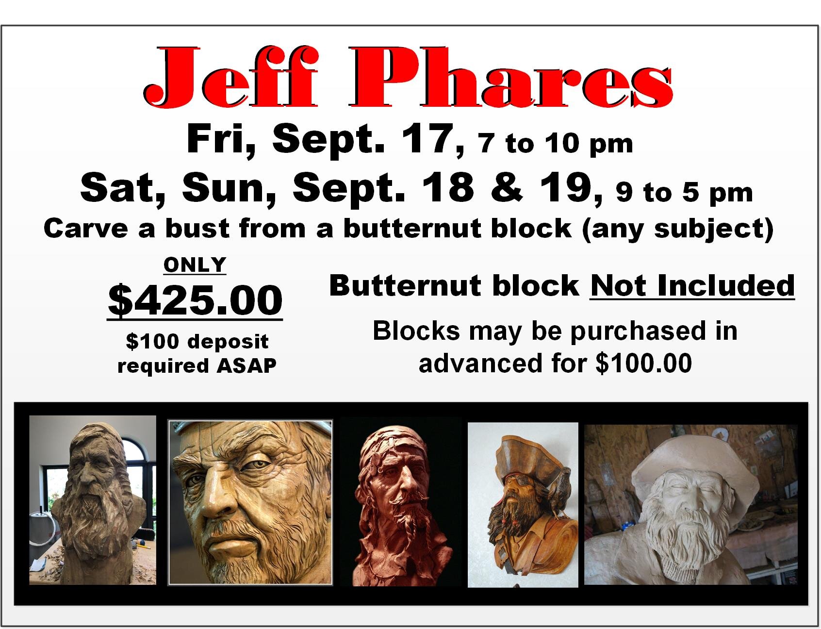 Jeff Phares Butternut Bust Class — American Woodcarving & Art School