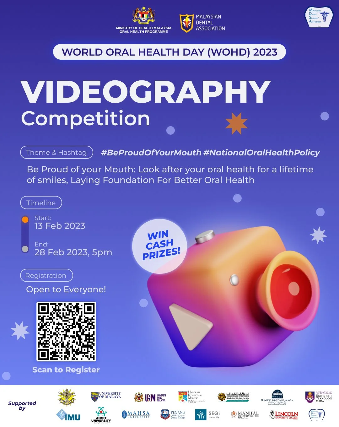 World Oral Health Day (WOHD) 2023 Videography Competition — MDSA
