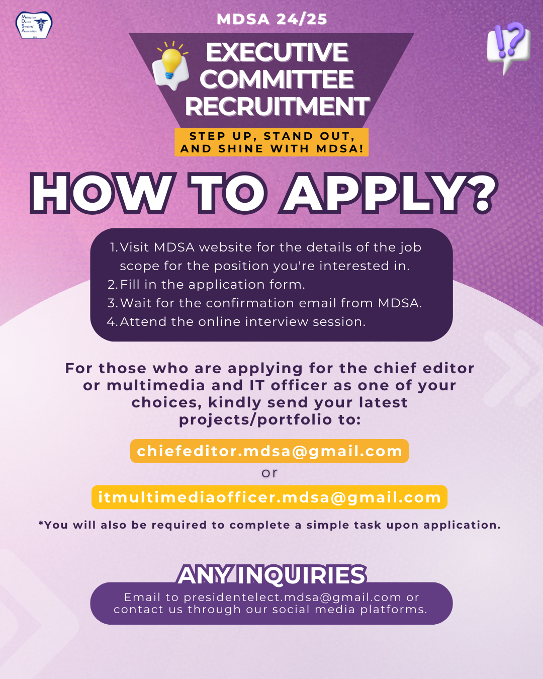 MDSA Executive Committee Recruitment (2024/2025) — MDSA