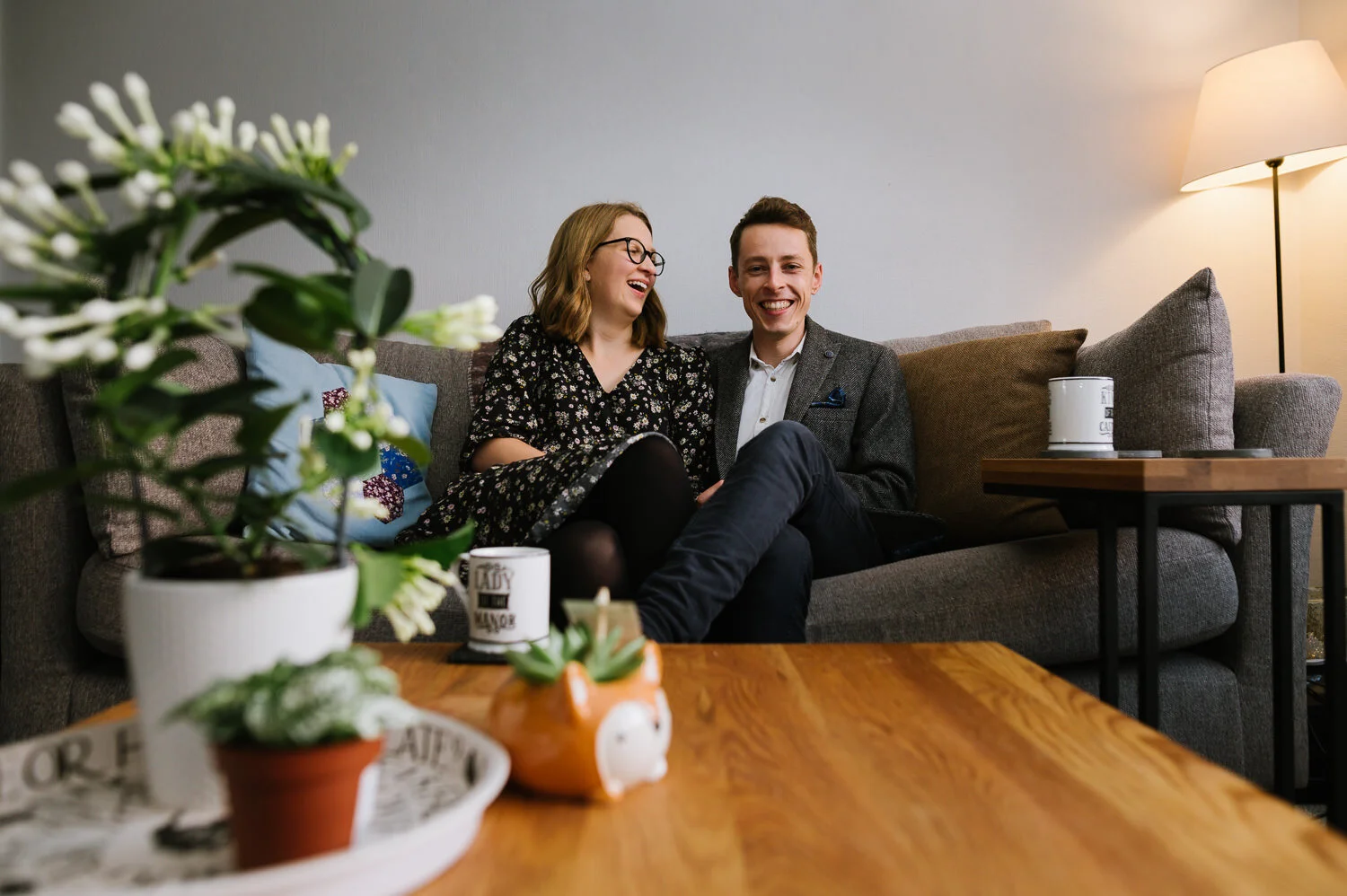 Relaxed couples photos at home in Birmingham