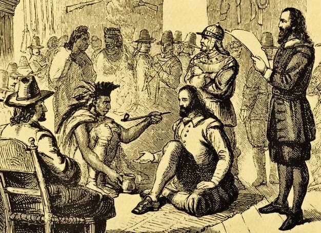 Pilgrims And Indians First Thanksgiving