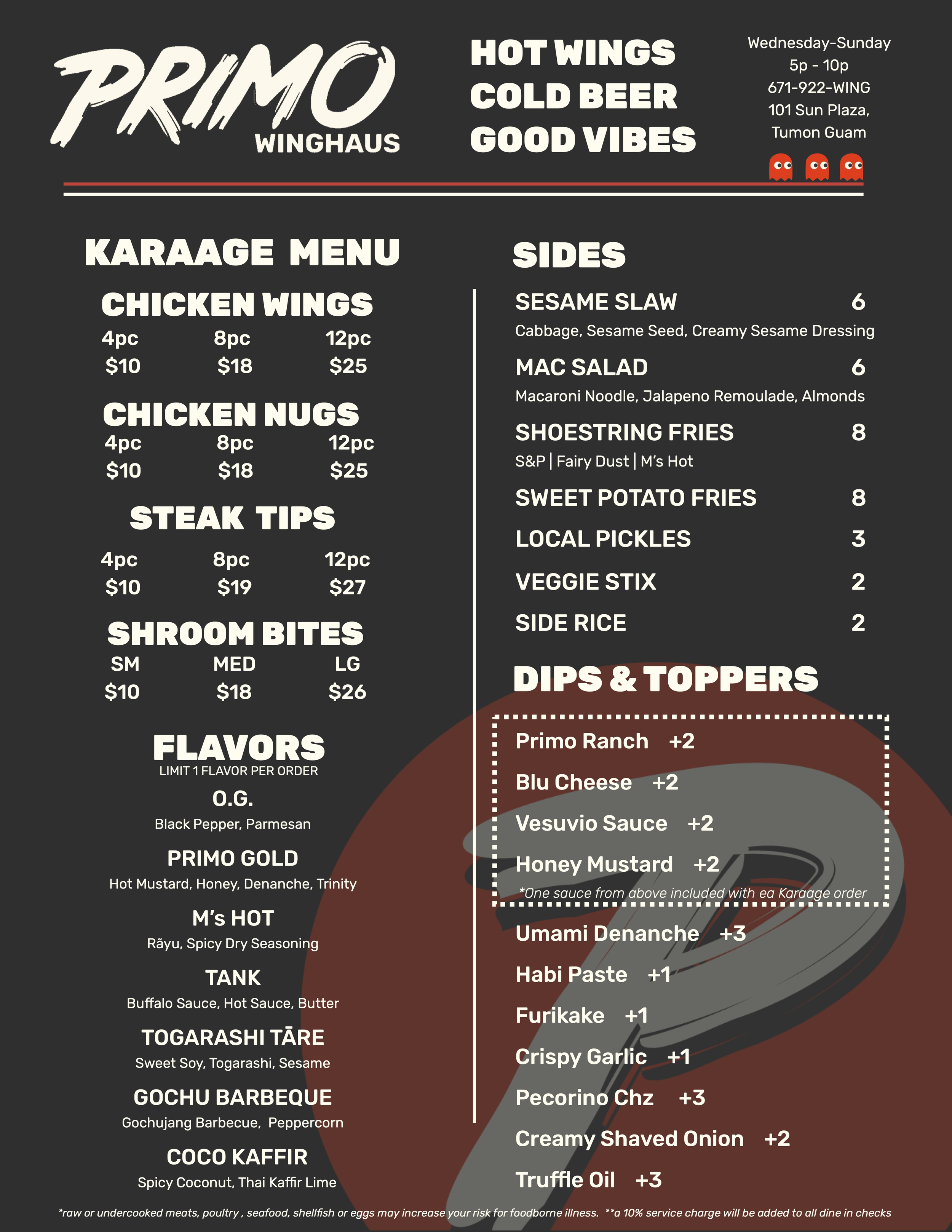 WINGHAUS MENU — Primo Guam