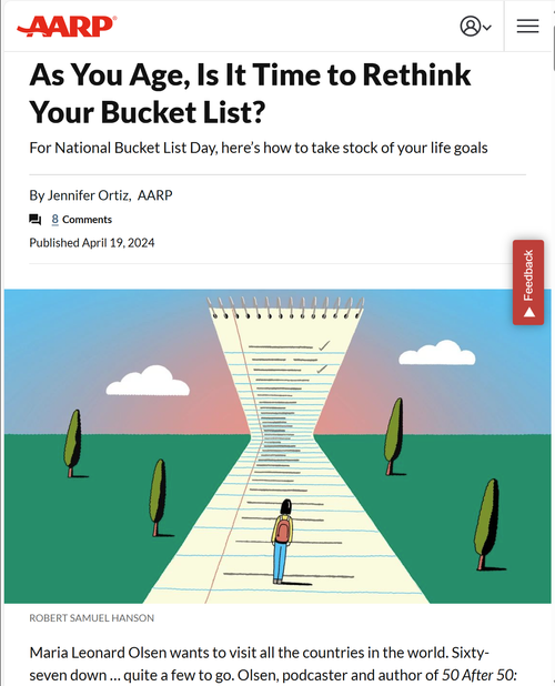 Quoted in AARP in a Piece About Bucket Lists — Maria Leonard Olsen