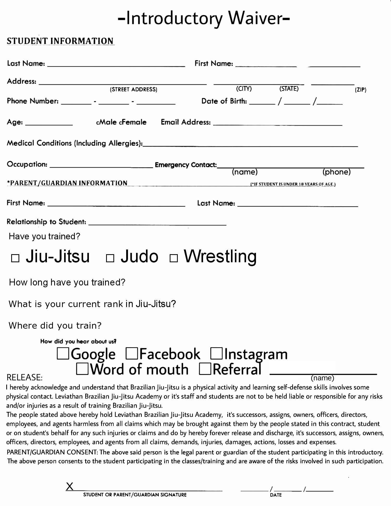 Printable Introductory Waiver — Leviathan Brazilian Jiu-Jitsu Academy ...