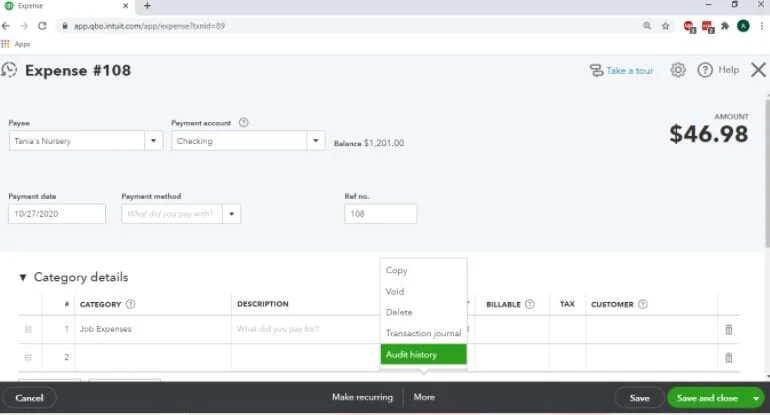 QuickBooks Online Tip: Audit History — Numbers in Boxes