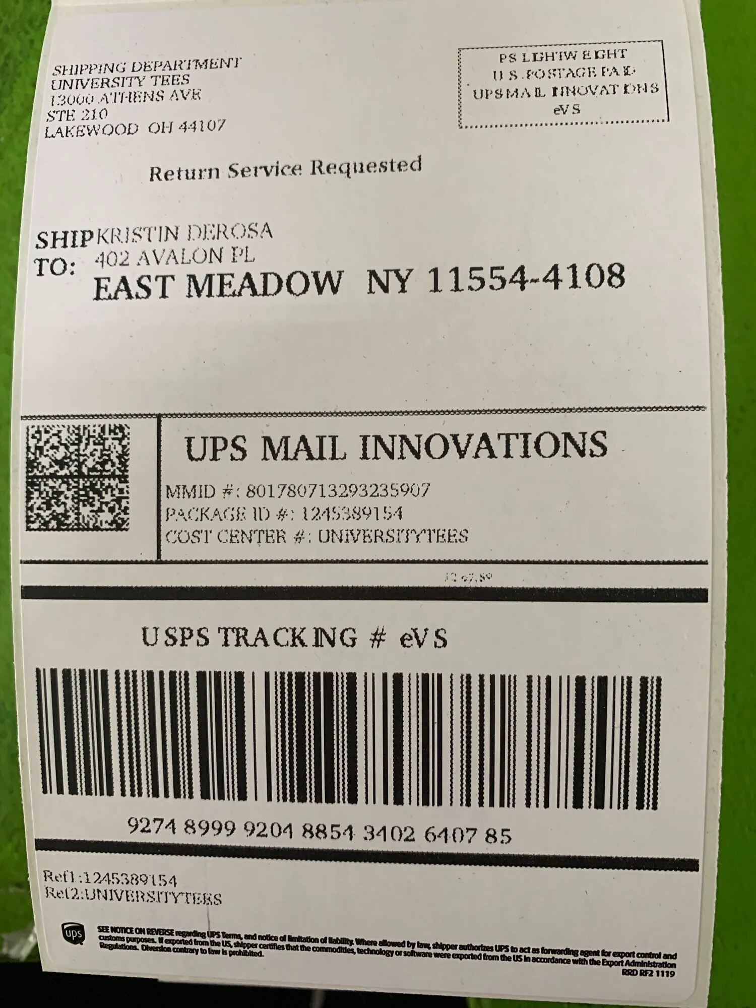Ups Letter Label