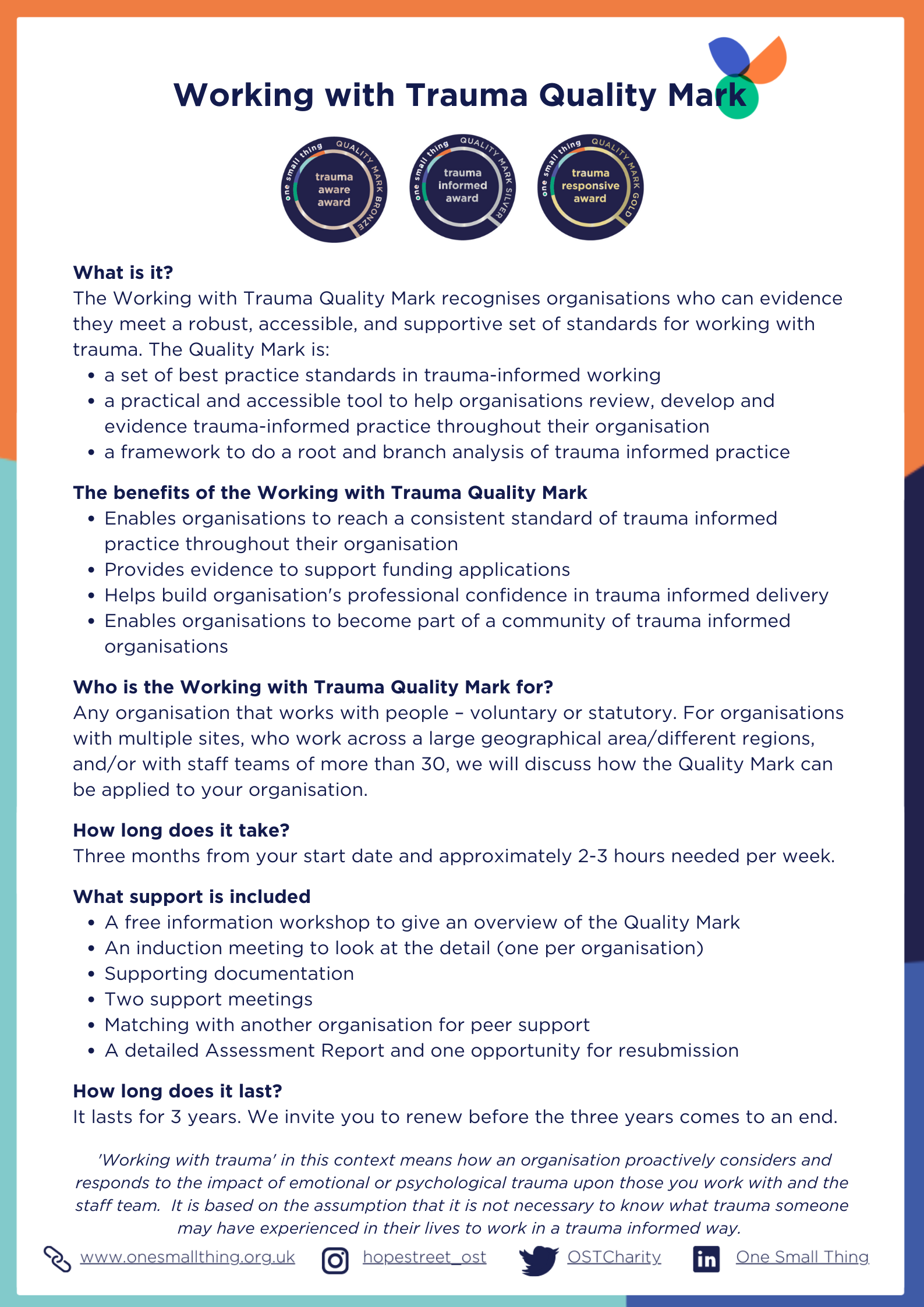 Quality Mark FAQs — One Small Thing