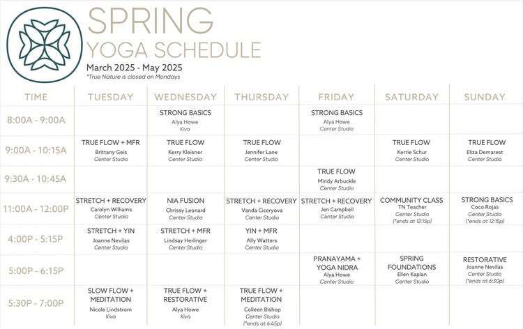 Carbondale Yoga Schedule — True Nature Healing Arts