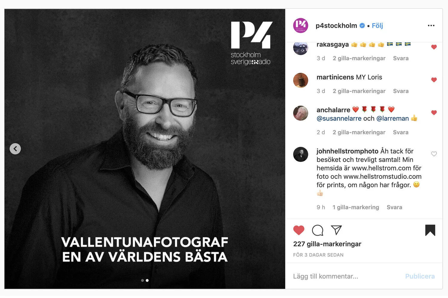 John Hellstrom finalist in the World Photographic Cup — Hellström