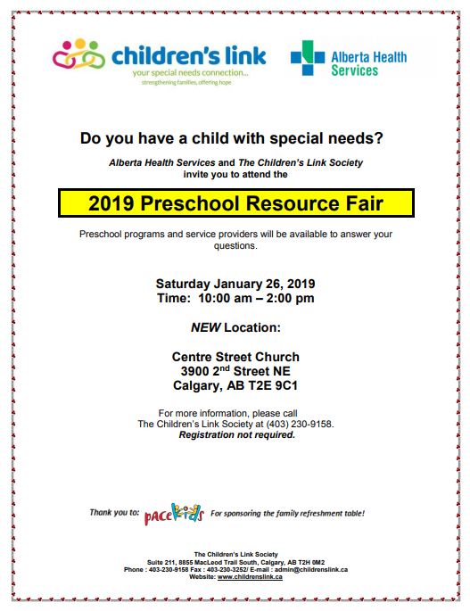 Pre-School Resource Fair — Cerebral Palsy Kids and Families