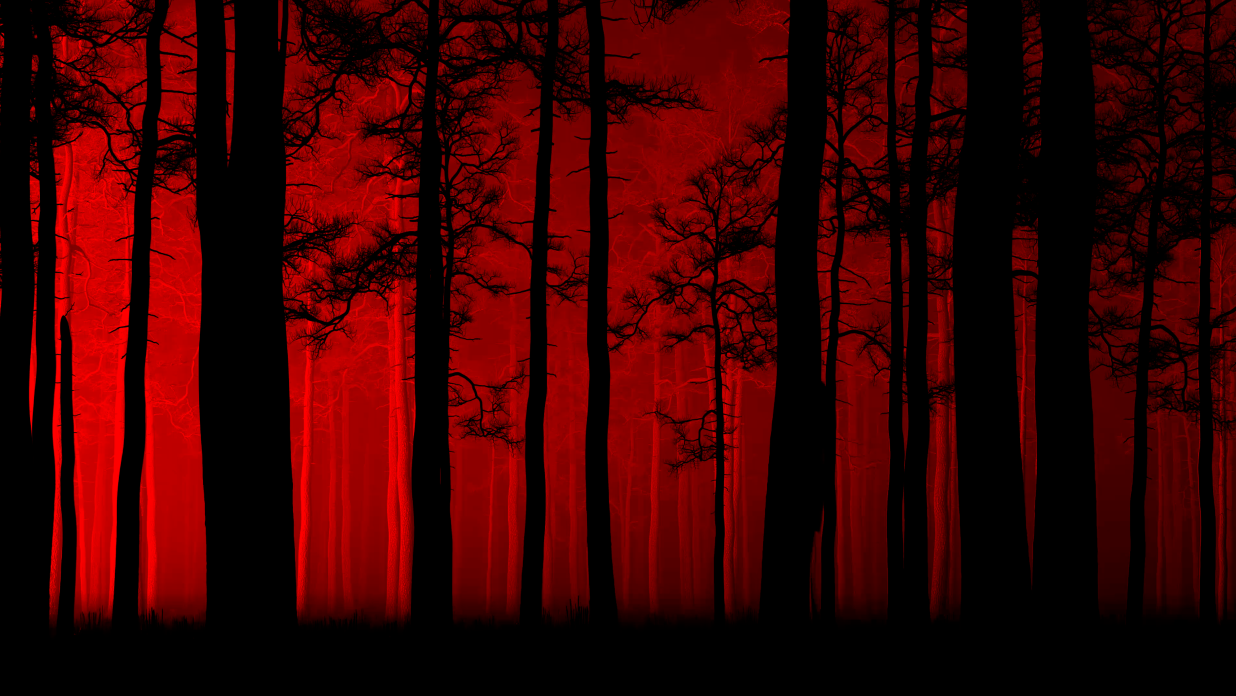 Creepy Red Forest Wallpaper