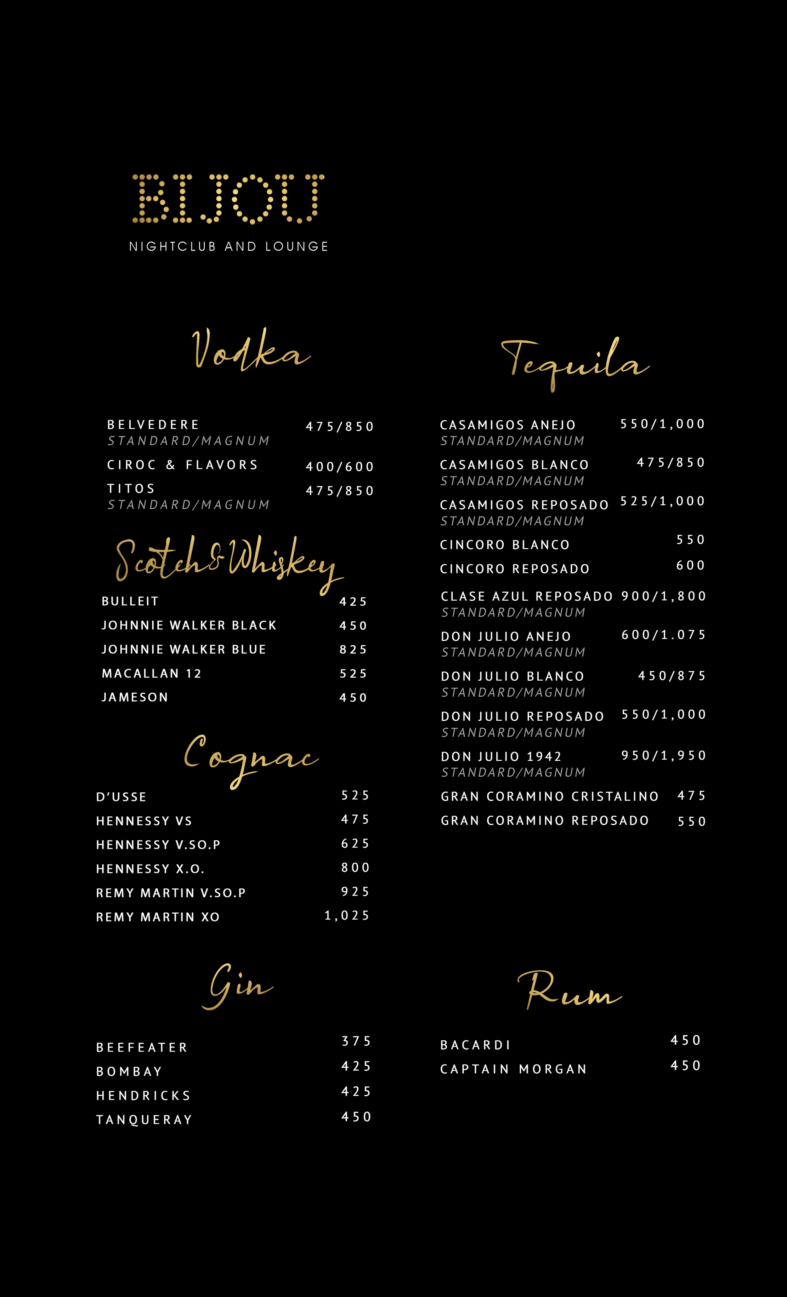 MENU — BIJOU Boston