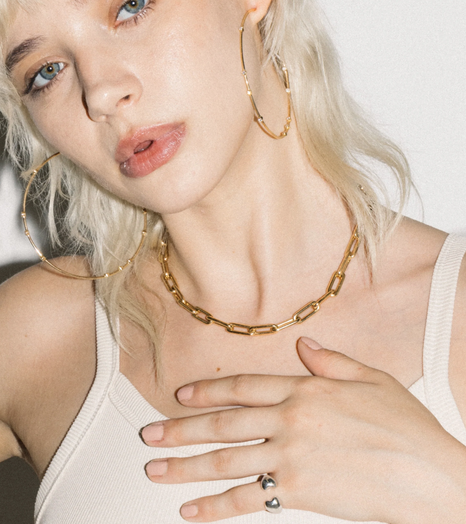 Uniform Object 18K White Gold Stoned Cuff Ring with Diamonds — Etc...