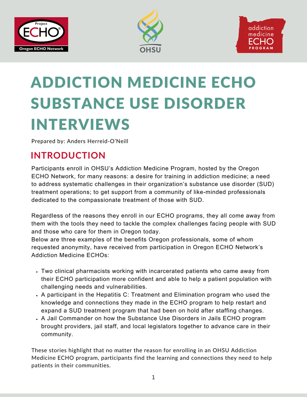 Addiction Medicine Info — Oregon ECHO Network