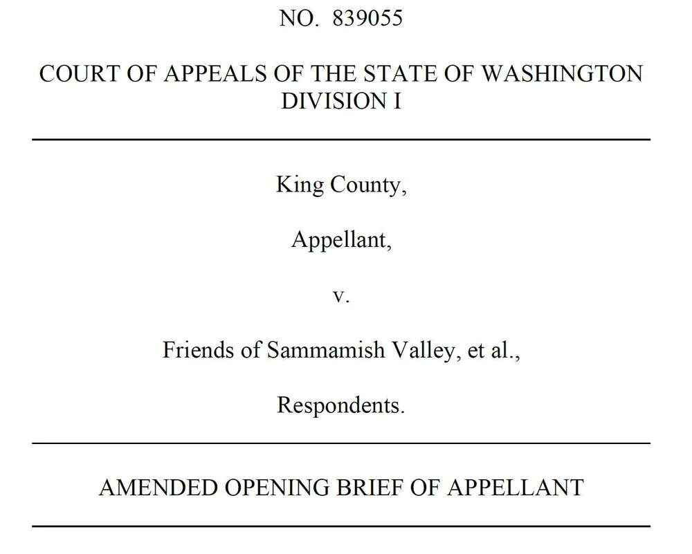 King County Amended Opening Brief — Friends of Sammamish Valley