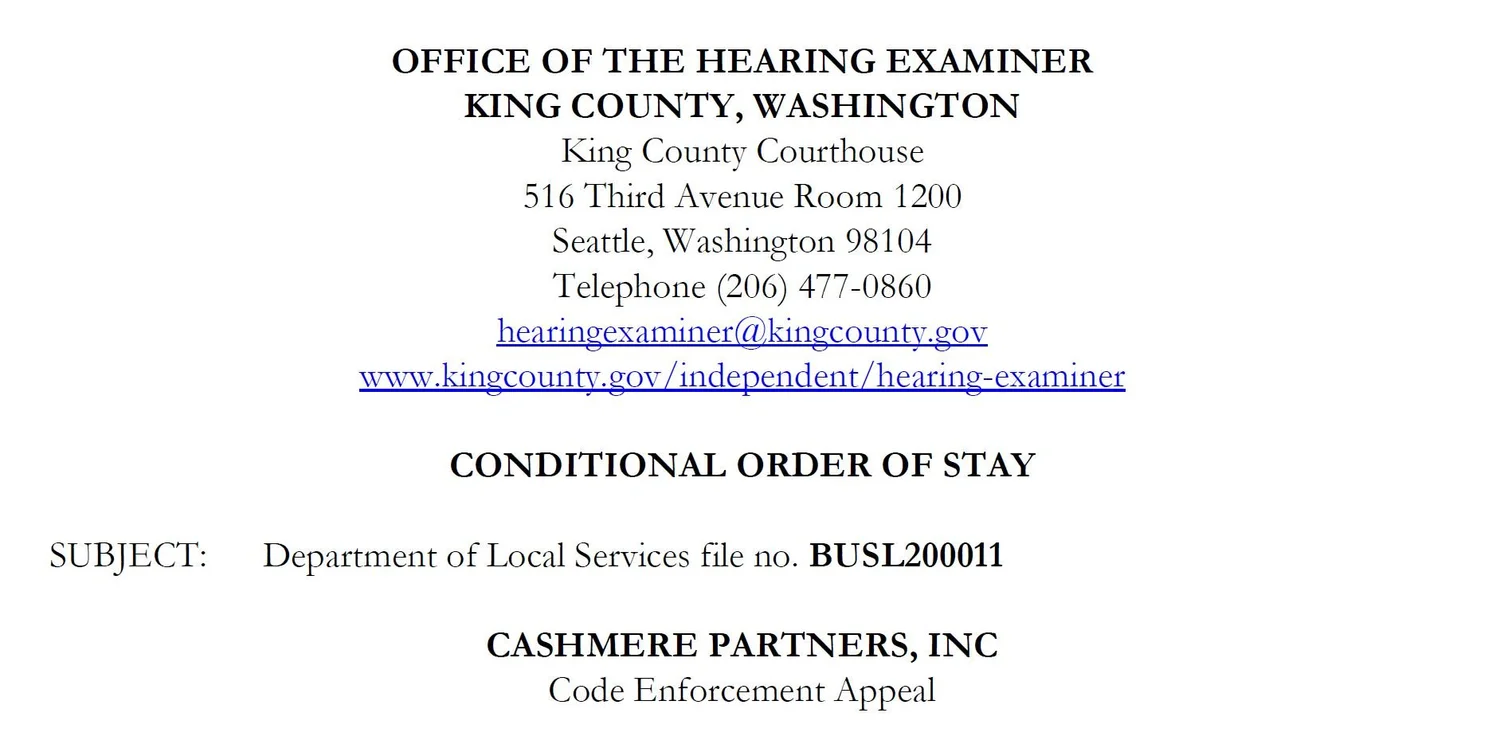 Chateau Lill Conditional Order of Stay — Friends of Sammamish Valley