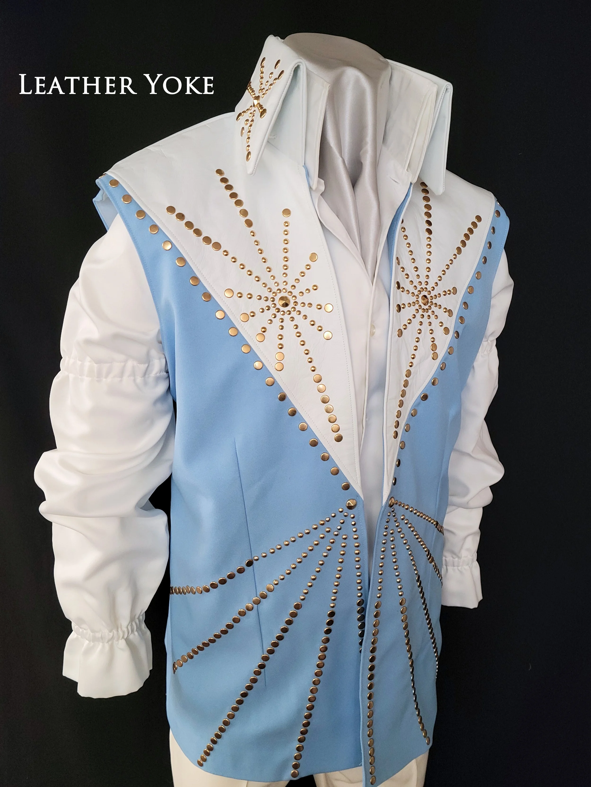 Powder Blue Cisco Kid Vest with White Leather Yoke — B&K Enterprises ...