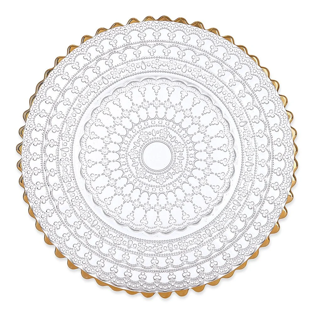LLH | Gold Lace Glass Charger Plate | Décor Hire Devon UK — Luxury ...