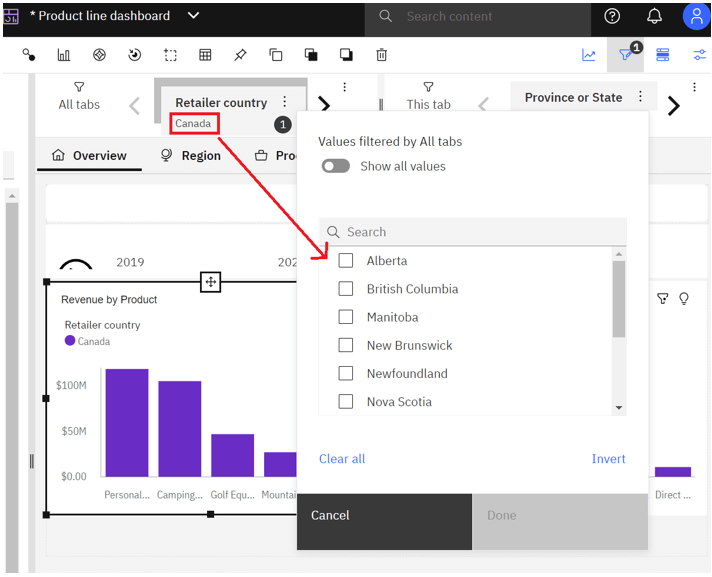 Cascading Filters in Cognos 11.2.3 Dashboards — PMsquare
