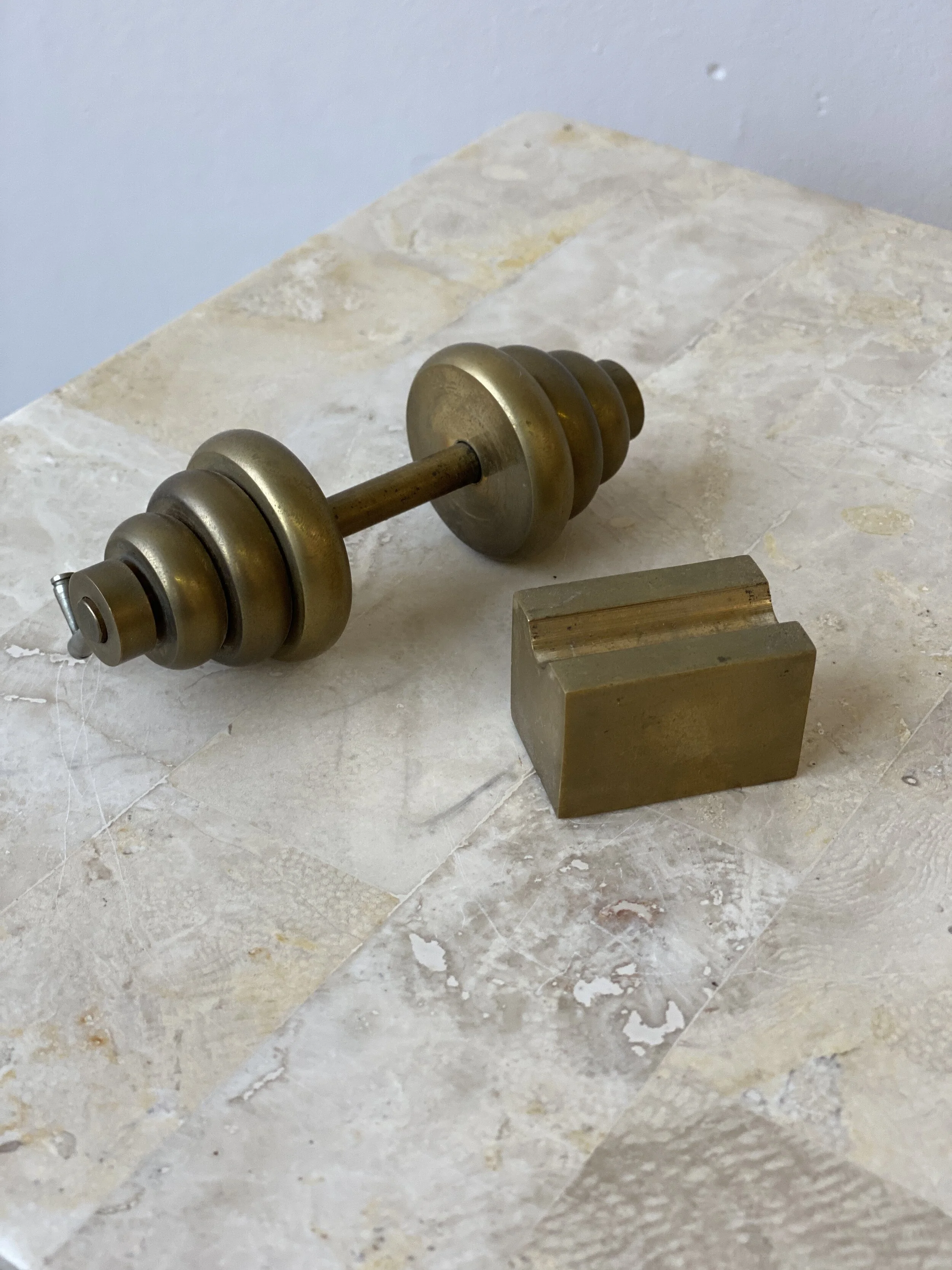 Vintage Brass Price Products New Jersey Dumbbell Paperweight ...