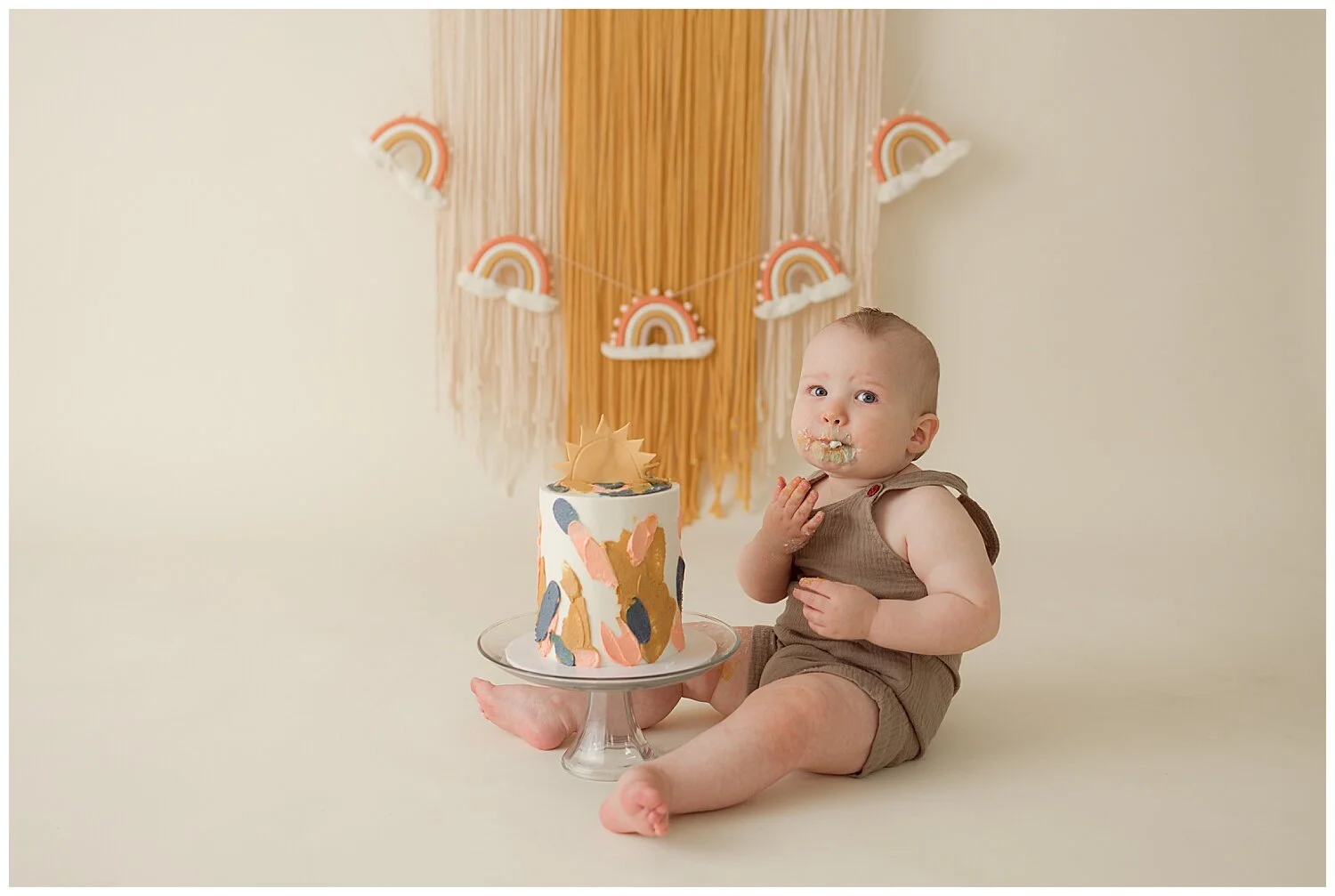 Rainbow Boho Boy's Cake Smash — Rhea Ashlynn Photography