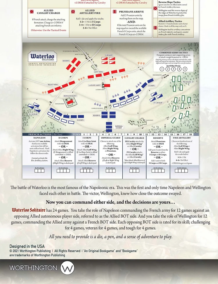 Waterloo Solitaire Bookgame — Worthington Publishing and Pungo Games