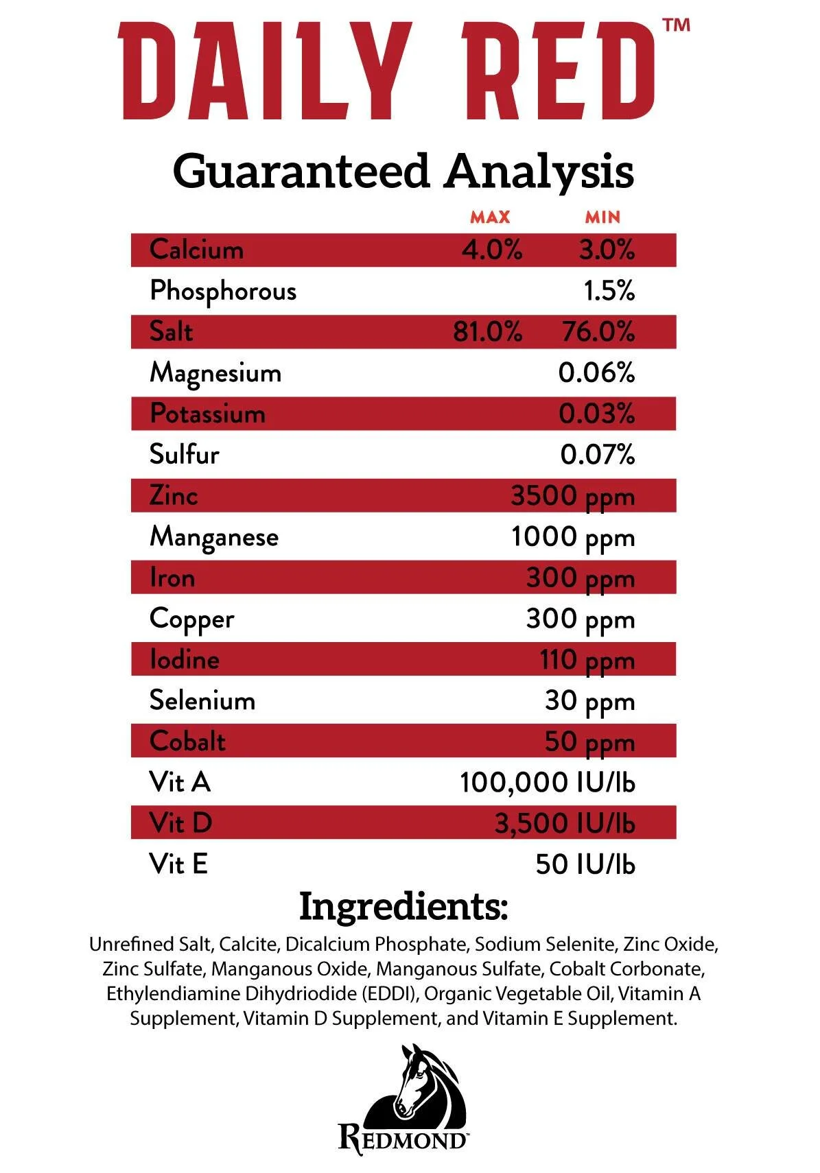 Redmond Daily Red Fortified Salt — Performance Equine Bodywork
