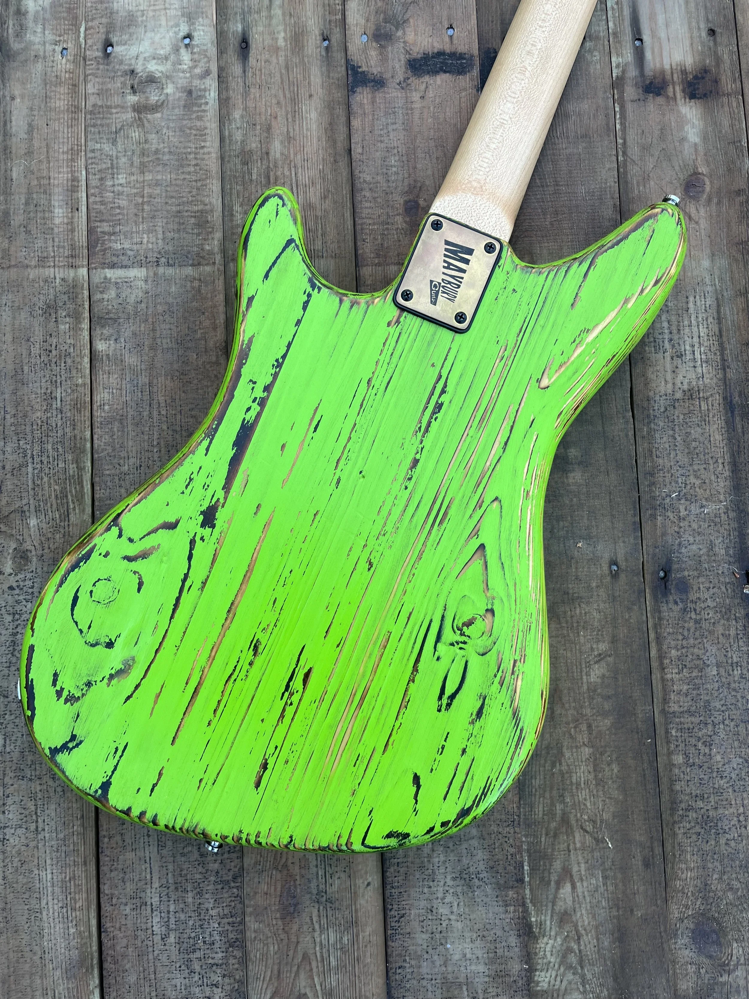 Green Chalk Paint Meloca Bass guitar — Maybury Guitars